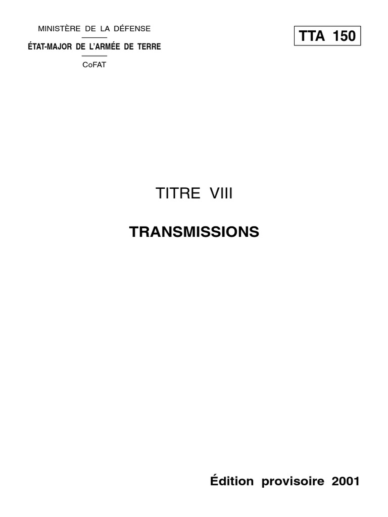 TTA 150 : Guide des transmissions militaires | PDF | Émetteur ...