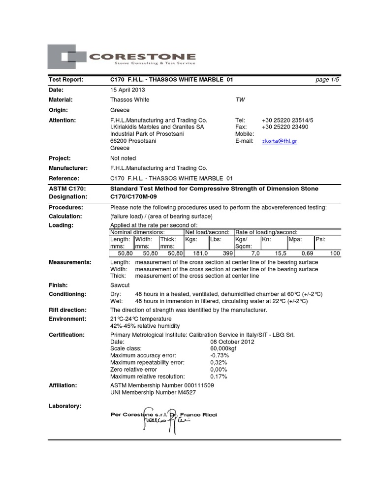 ASTM C170: Standard Test Method For Compressive Strength of Dimension ...