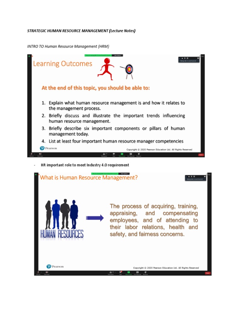 Strategic Human Resource Management (Lecture Notes) | Download Free PDF ...