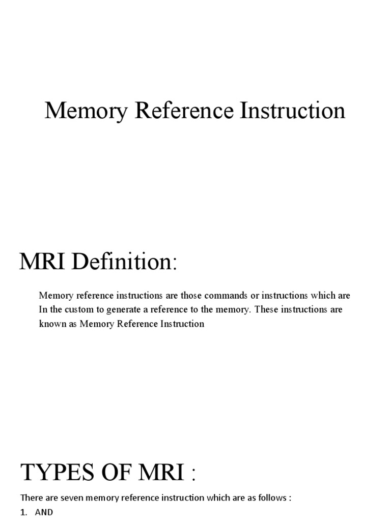 Memory Reference Instruction Pdf Subroutine Computer Architecture