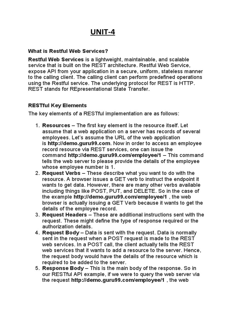 UNIT-4: What Is Restful Web Services? Restful Web Services Is A ...
