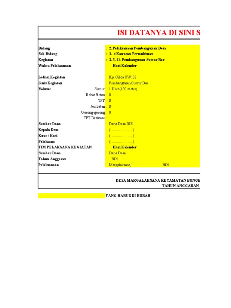 RAB Sumur Bor RW | PDF