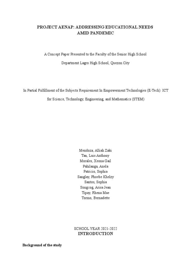 Pahilanga, Anela - Emtech-Concept Paper Sample. Maam Ems. | PDF ...