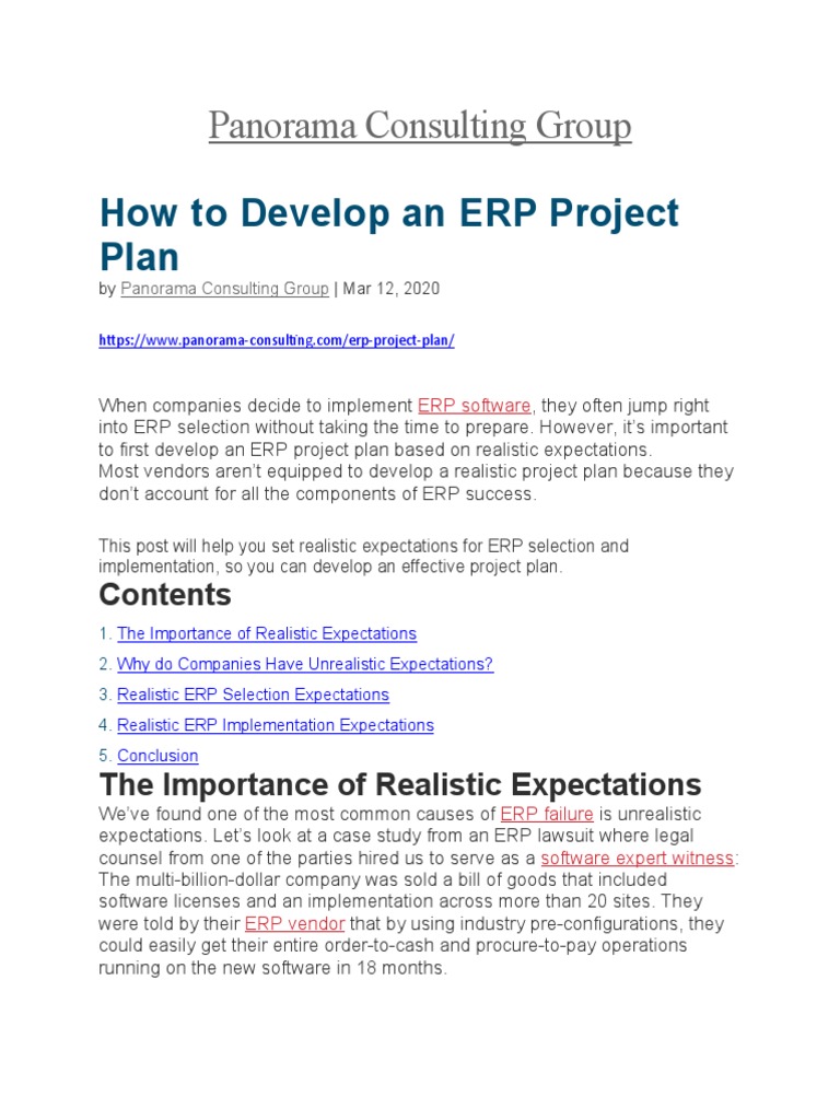How To Develop An ERP Project Plan | PDF | Enterprise Resource Planning ...
