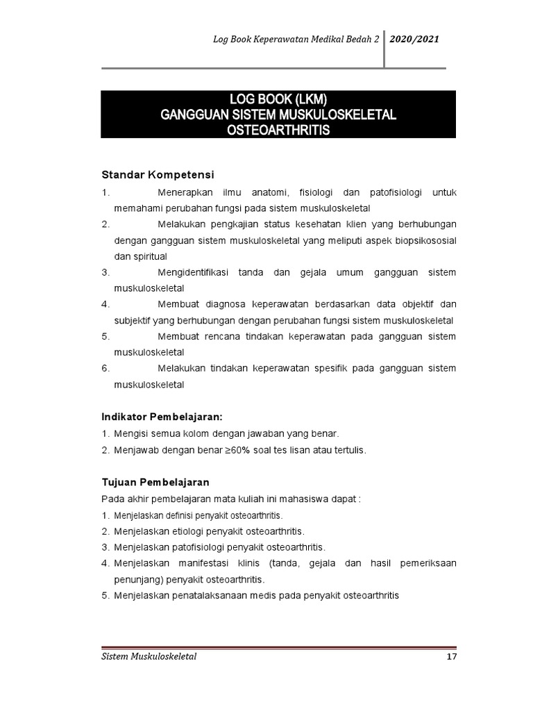 Log Keperawatan Osteoarthritis | PDF