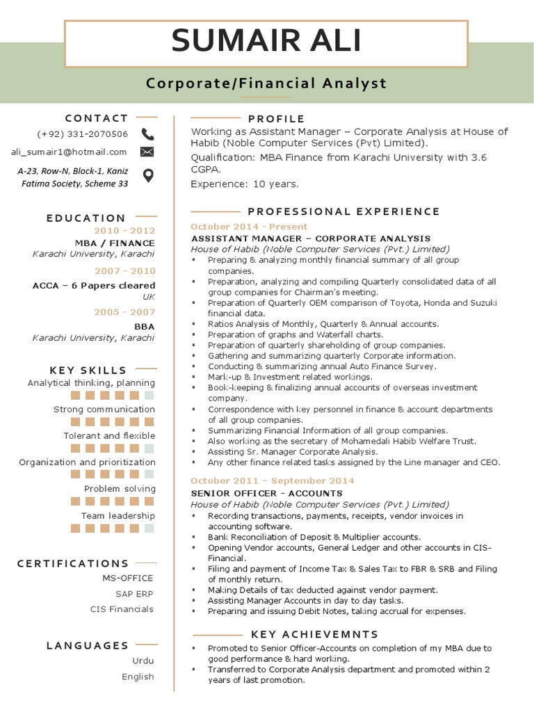 Sumair Ali CV (2021) PDF | PDF | Bookkeeping | Economies