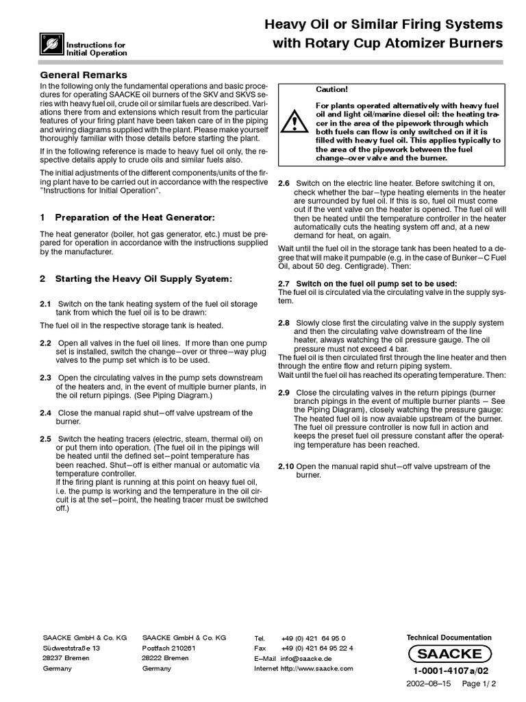 Heavy Oil or Similar Firing Systems With Rotary Cup Atomizer Burners ...