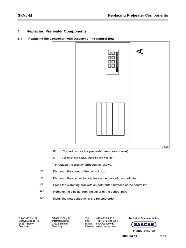 SKVJ-M Replacing Preheater Components: 1.1 Replacing The Controller ...