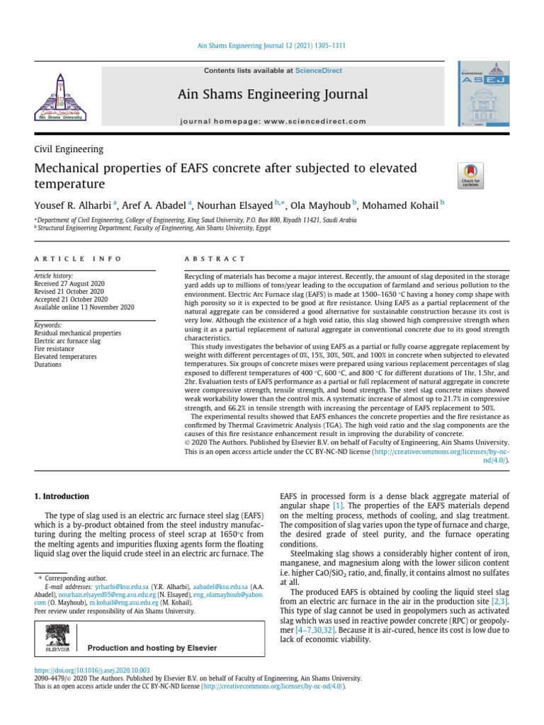 Ain Shams Engineering Journal: Yousef R. Alharbi, Aref A. Abadel ...
