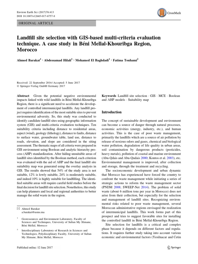 Landfill Site Selection With GIS Based M | PDF | Groundwater ...