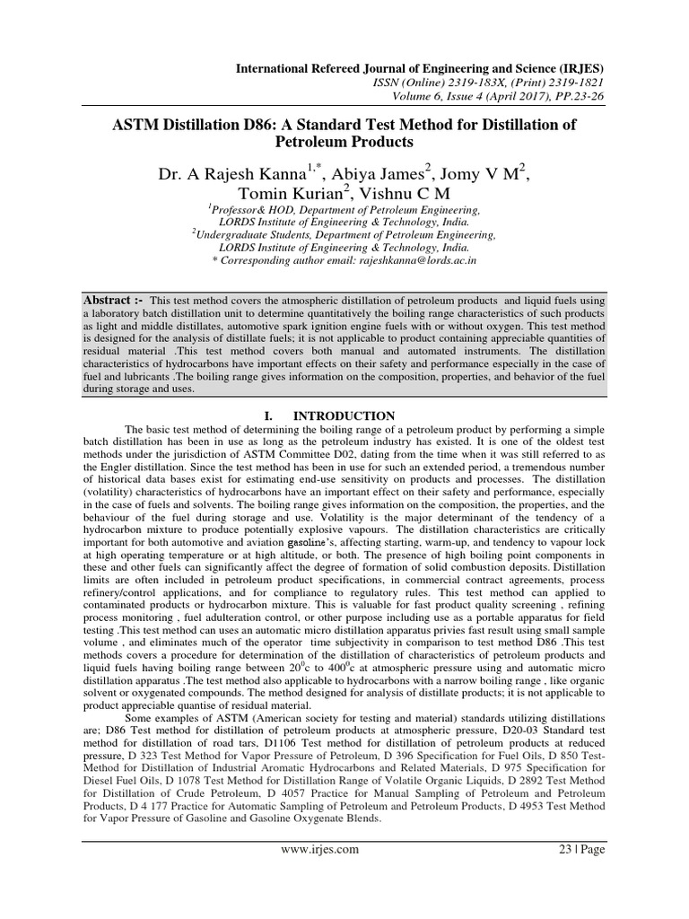 ASTM Distillation D86 A Standard Test Me | PDF | Distillation | Petroleum