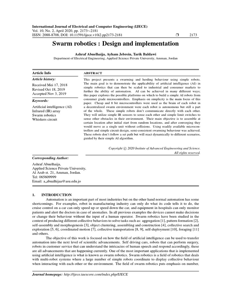 Swarm Robotics Design and Implementation | PDF | Robotics | Robot