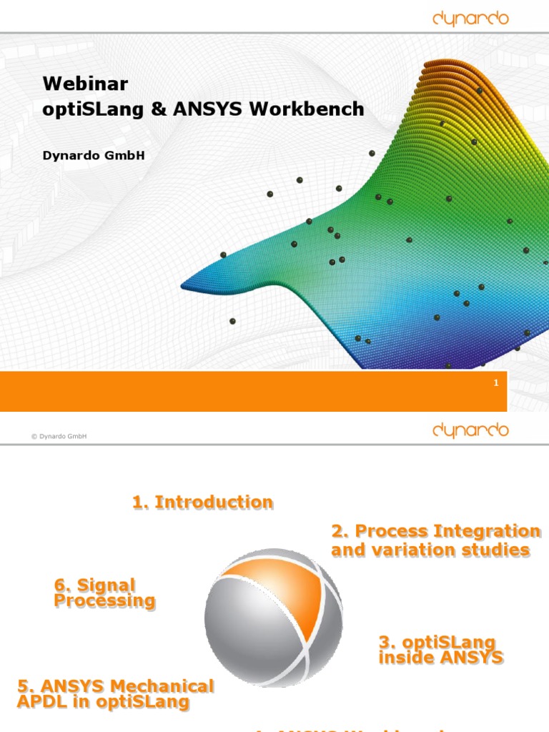 Webinar Optislang Ansys Workbench Dynardo Sensitivity Optimization Calibration | PDF ...