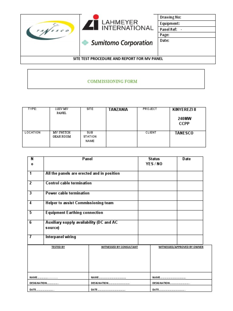 MV Panel Test Procedure | PDF | Transformer | Equipment