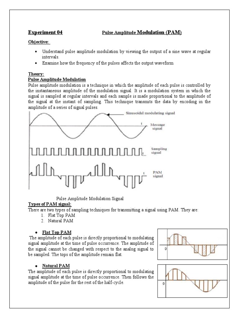 Experiment 04 Modulation (PAM) : Pulse Amplitude Objective | Download ...