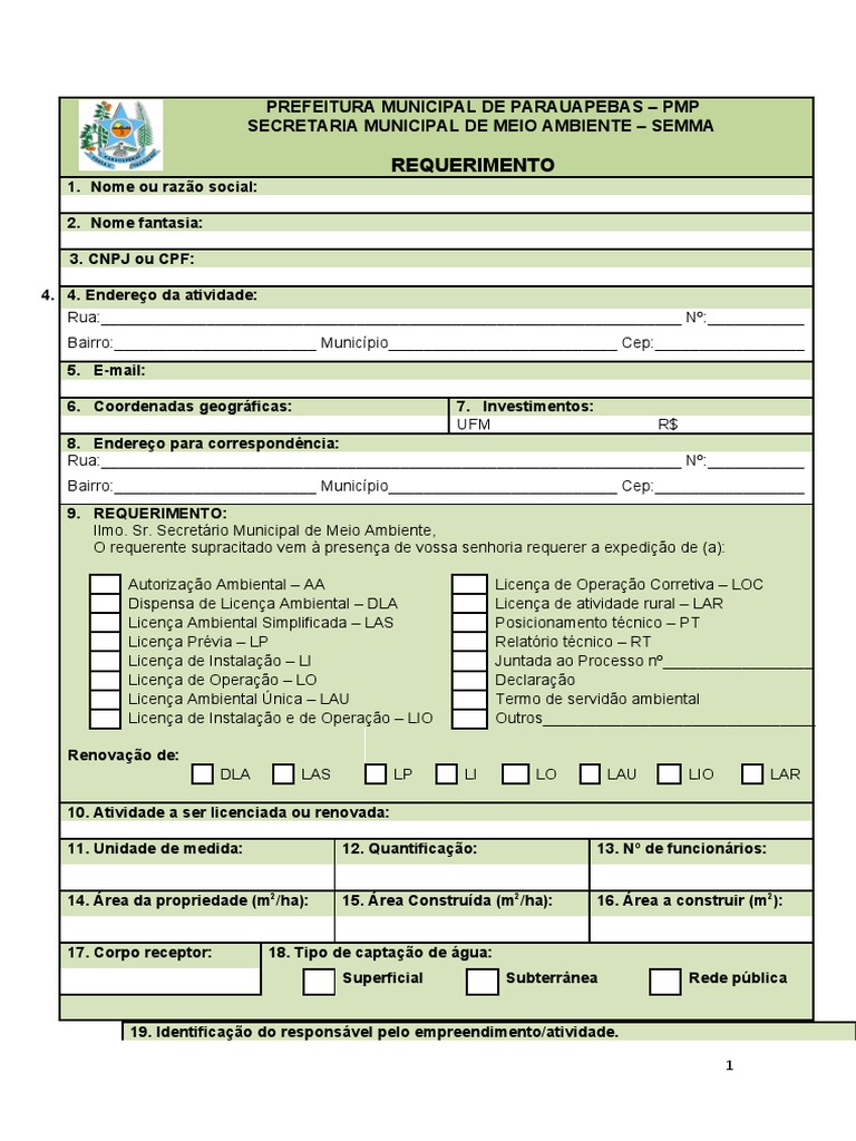 ANEXO I - Requerimento Geral | PDF