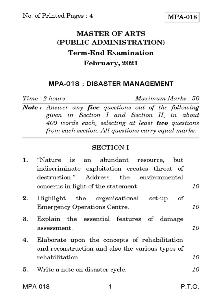 Master of Arts (Public Administration) Term-End Examination February ... Master of Arts (Public Administration) Term-End Examination February ...