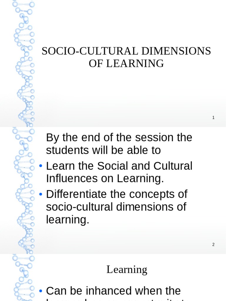 Socio-Cultural Dimensions of Learning | PDF | Learning | Education Theory