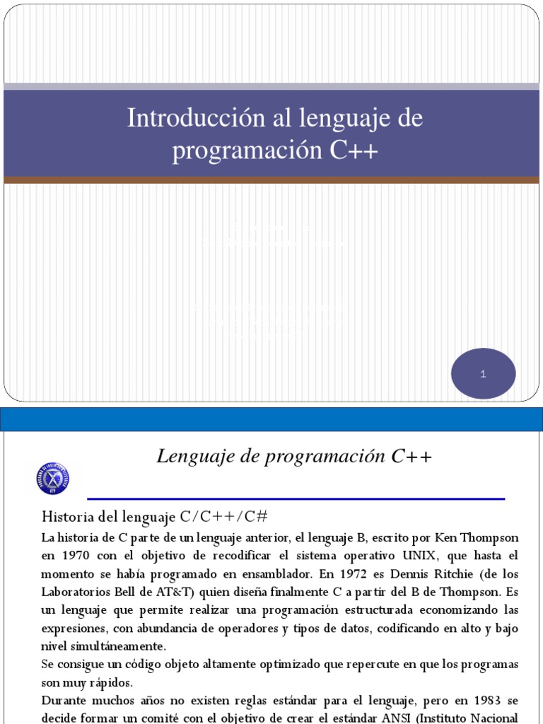 Introducción A C++ | PDF | C ++ | C (lenguaje de programación)