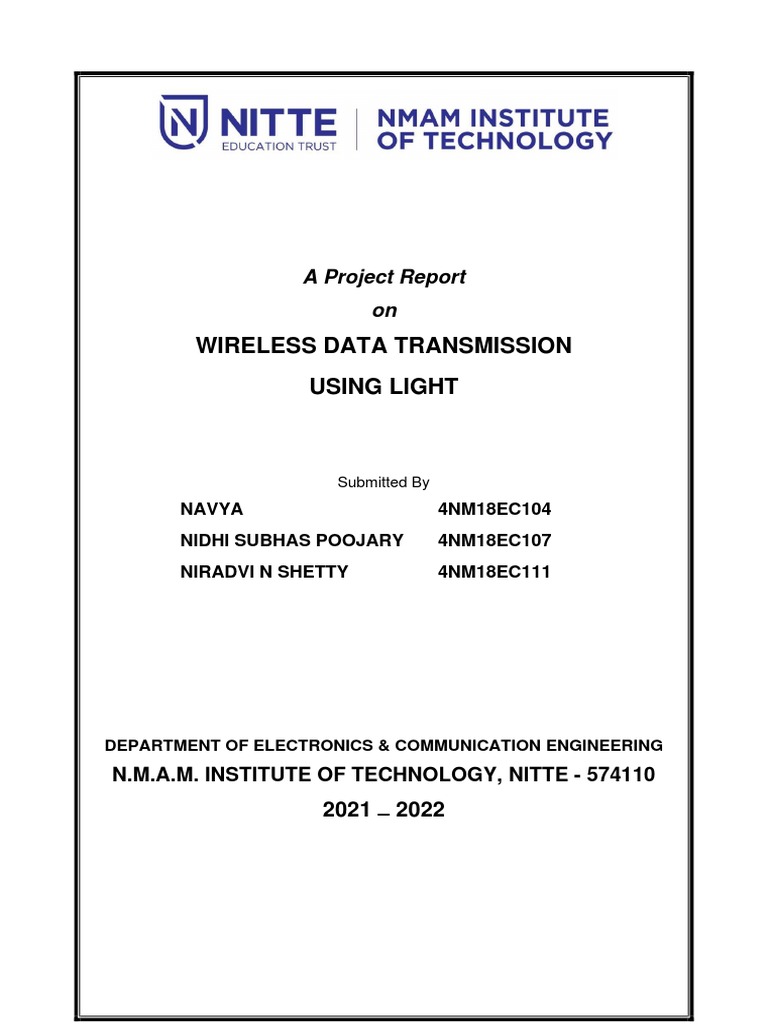 Wireless Data Transmission Using Light | PDF | Wi Fi | Computing