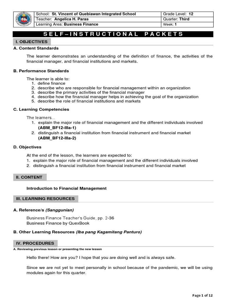 Business Finance - 12 - Third - Week 1 | PDF | Dividend | Stocks