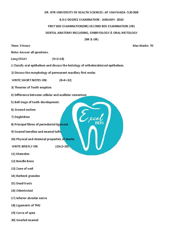 Dadh 1 | PDF | Human Tooth | Dental Anatomy