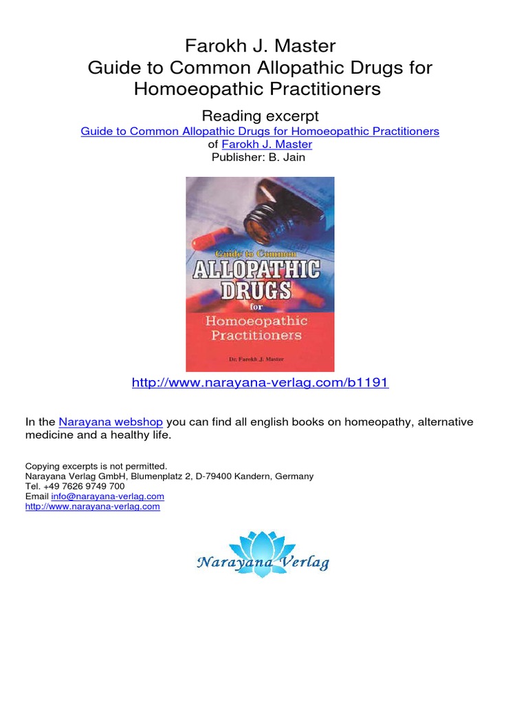 Guide To Common Allopathic Drugs For Homoeopathic Practitioners Farokh ...