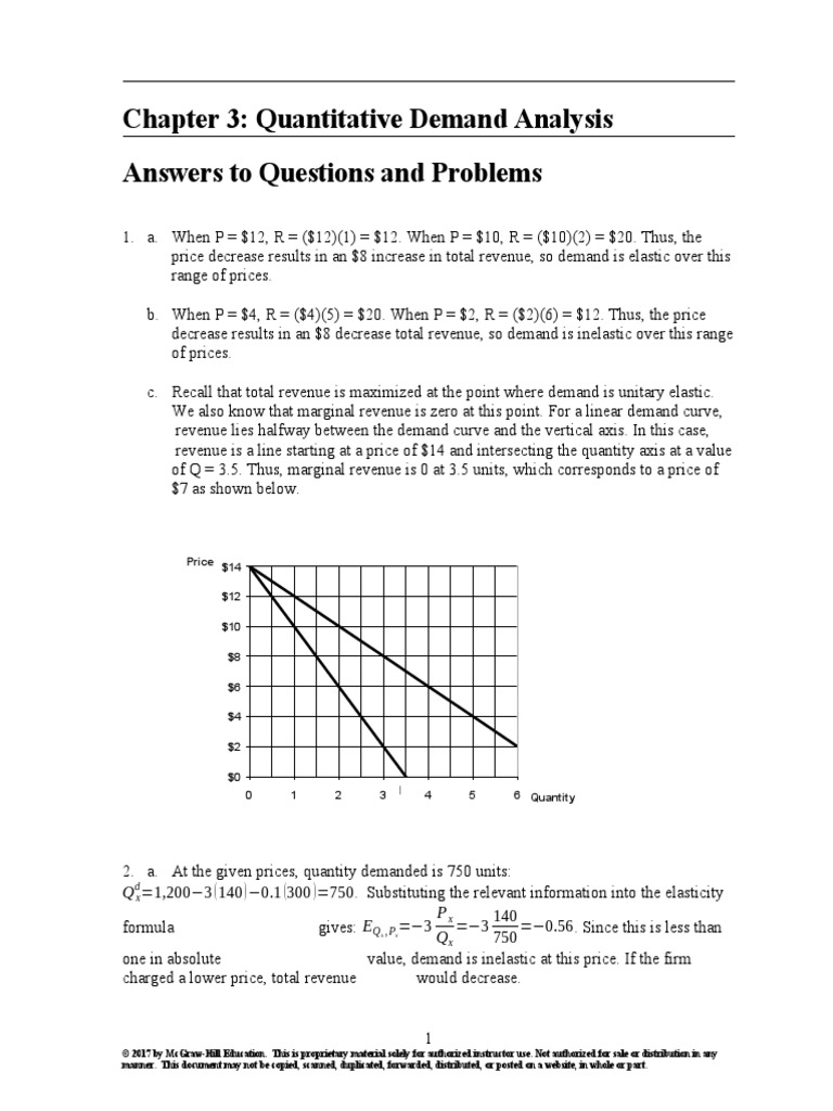 Chapter 3: Quantitative Demand Analysis Answers To Questions and ...