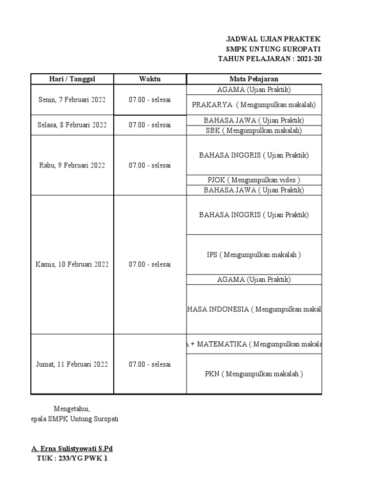 Jadwal Uprak Edar | PDF