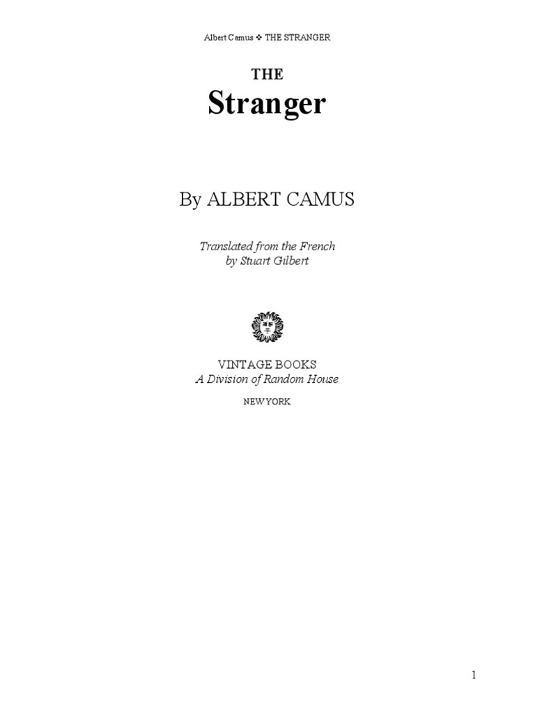 CAMUS, Albert - The Stranger | PDF