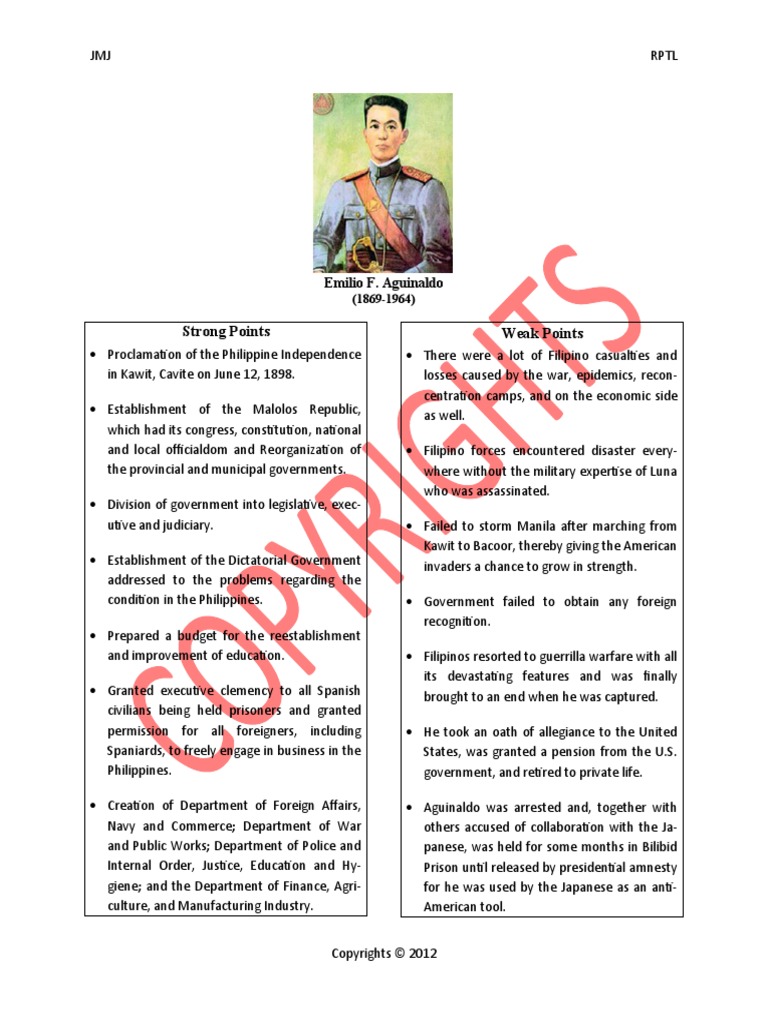 Philippine Presidents Strong and Weak Points | PDF | Philippines ...