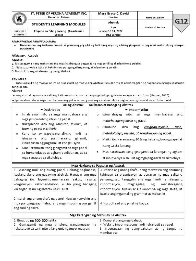 12 (Wk6) A Pagsulat 12 (Gdavid) | PDF