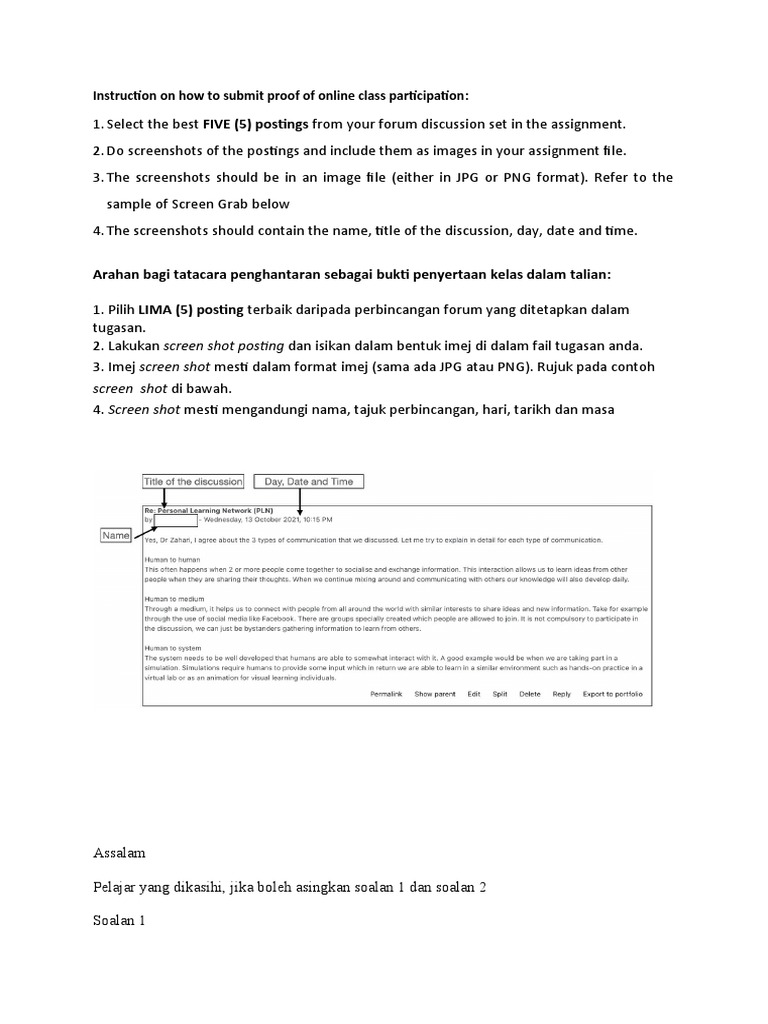 Instruction On How To Submit Proof of Online Class Participation | PDF