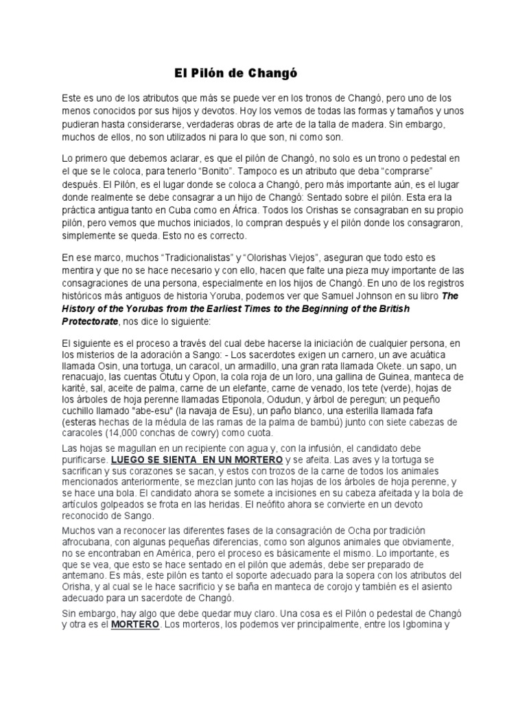 El Pilón de Changó | PDF