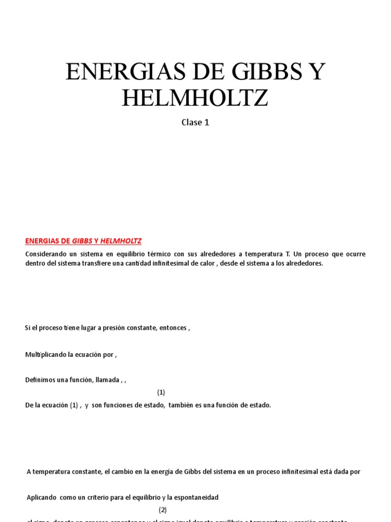 ENERGIAS DE GIBBS Y HELMHOLTZ-1-ejercicios | Descargar gratis PDF | Energía libre de Gibbs ...