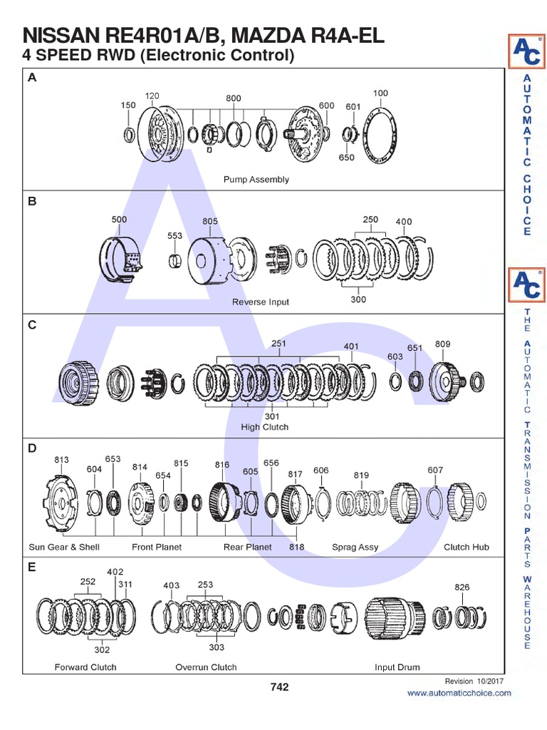 Nissan Re4R01A/B, Mazda R4A-El: 4 SPEED RWD (Electronic Control) | PDF ...