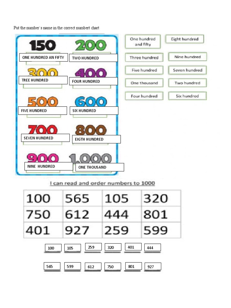 Put The Number S Name in The Correct Numbert Chart | PDF | Sports ...