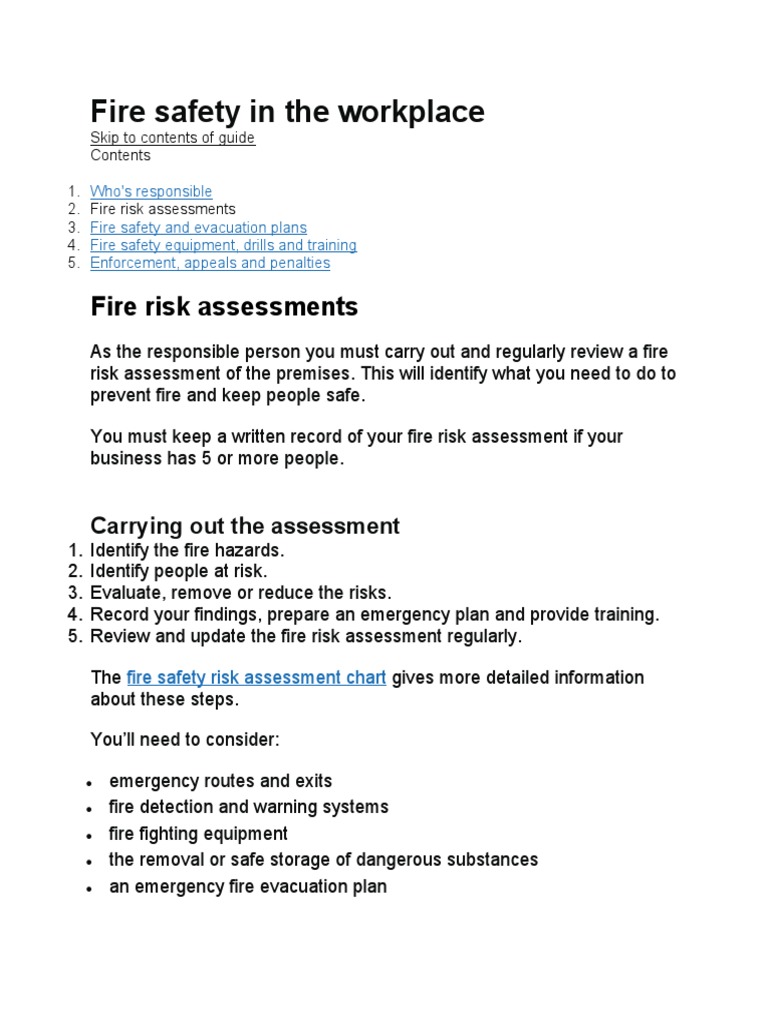 Workplace Fire Safety Guidelines | PDF | Fire Safety | Risk Assessment