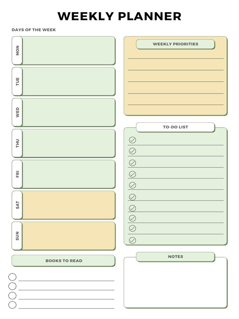 Clean and Simple Weekly Planner Template | PDF