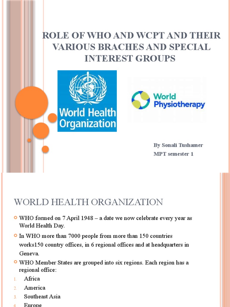 Role of WHO and WCPT | PDF | Physical Therapy | Psychotherapy