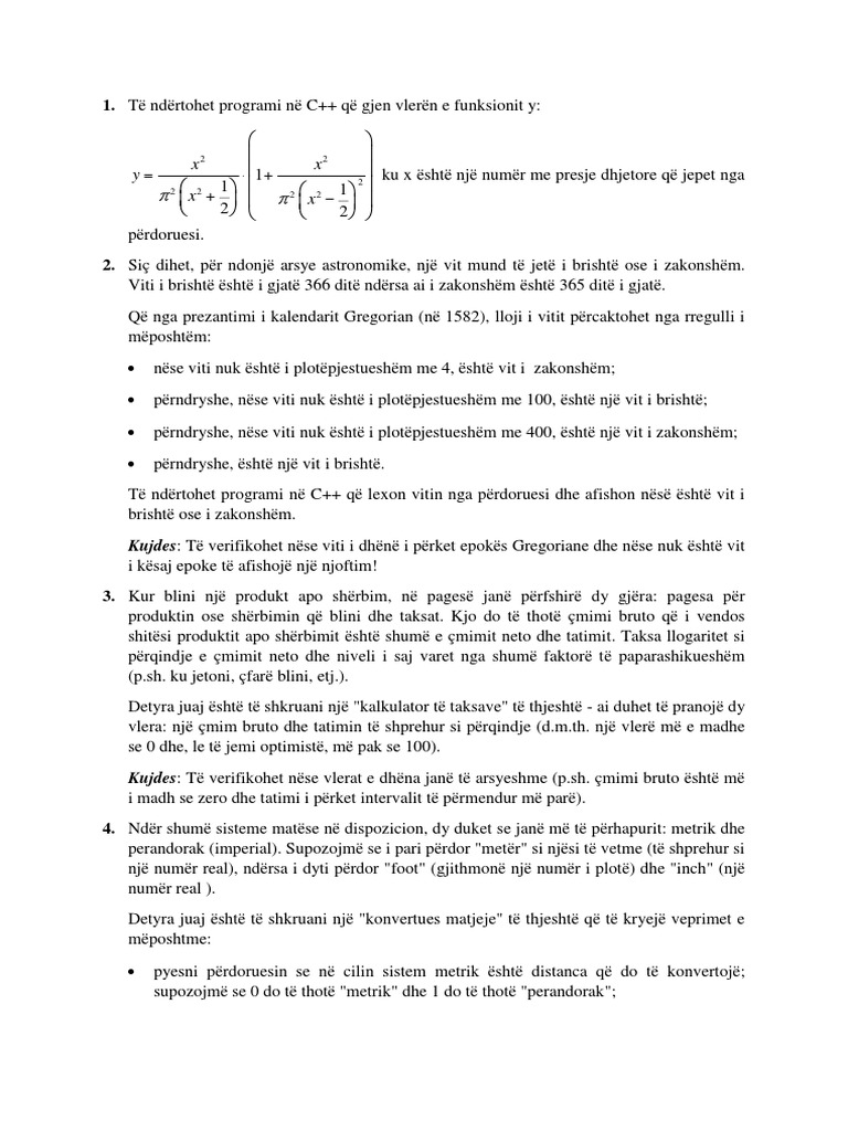 Ushtrime C++ 1 | PDF