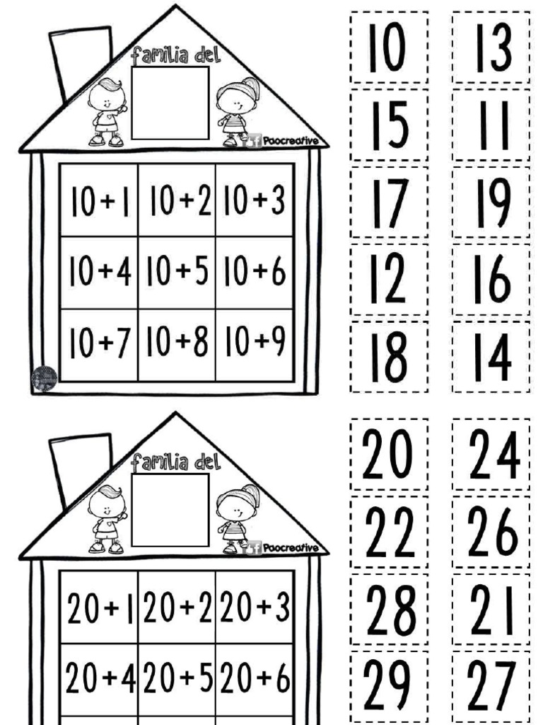 Casitas de Las Familias de Los Números Por Materiales Educativos ...