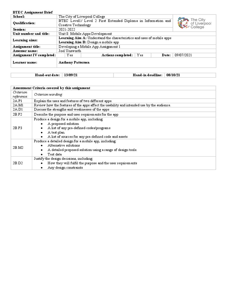 Unit 8 Assignment 1 | PDF | Mentorship | Usability