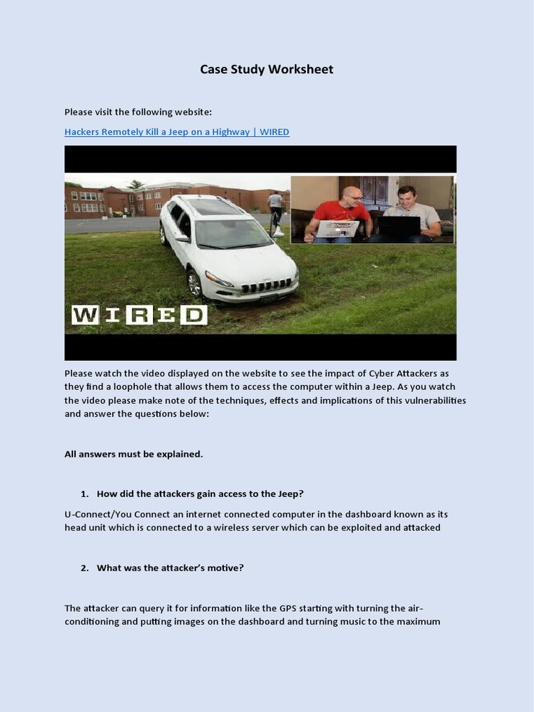 Case Study WorkSheet | PDF | Business | Technology & Engineering