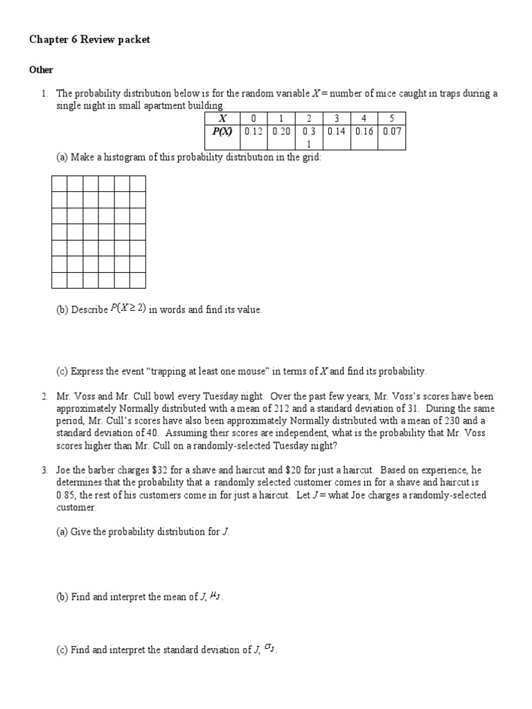 Chapter 6 Review Packet | PDF | Variance | Standard Deviation