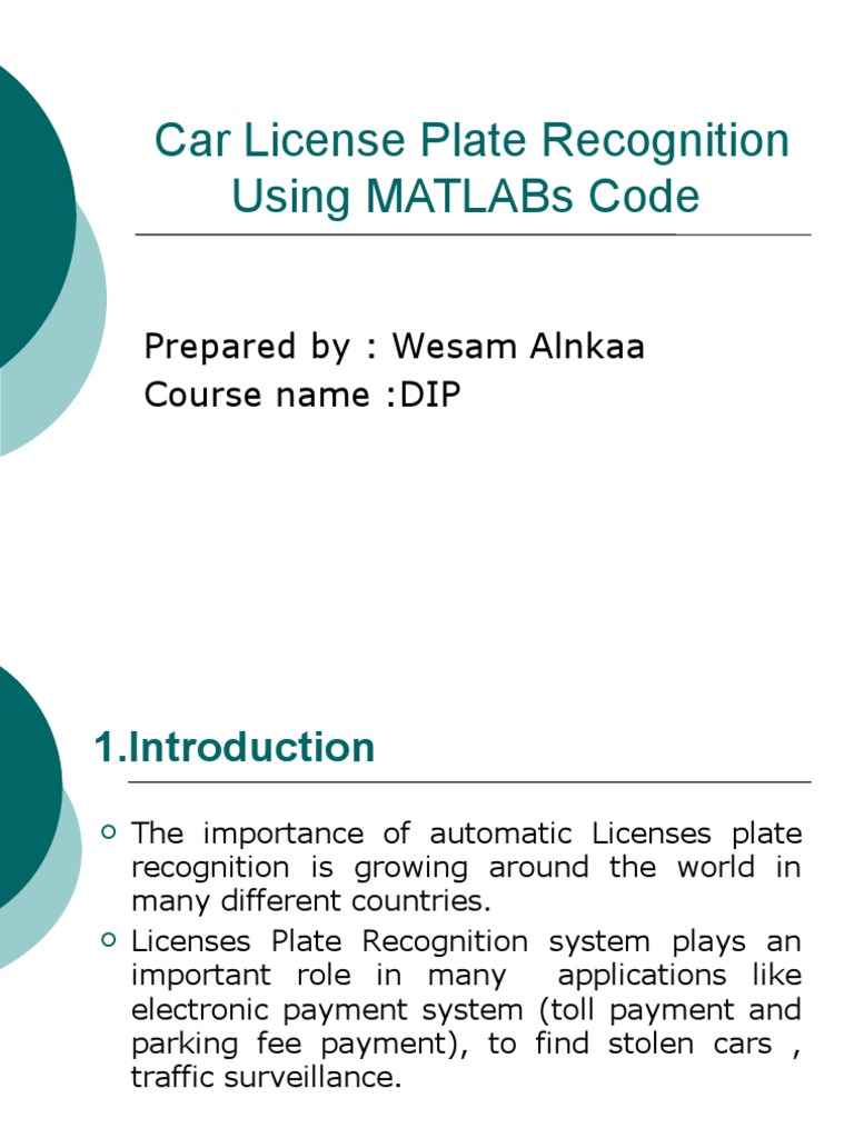Car License Plate Recognition Using Matlabs Code Pdf Image