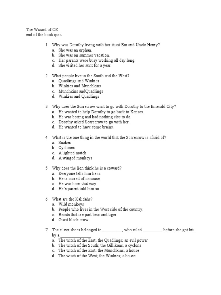 The Wizard of OZ | PDF | Scarecrow (Oz) | Land Of Oz