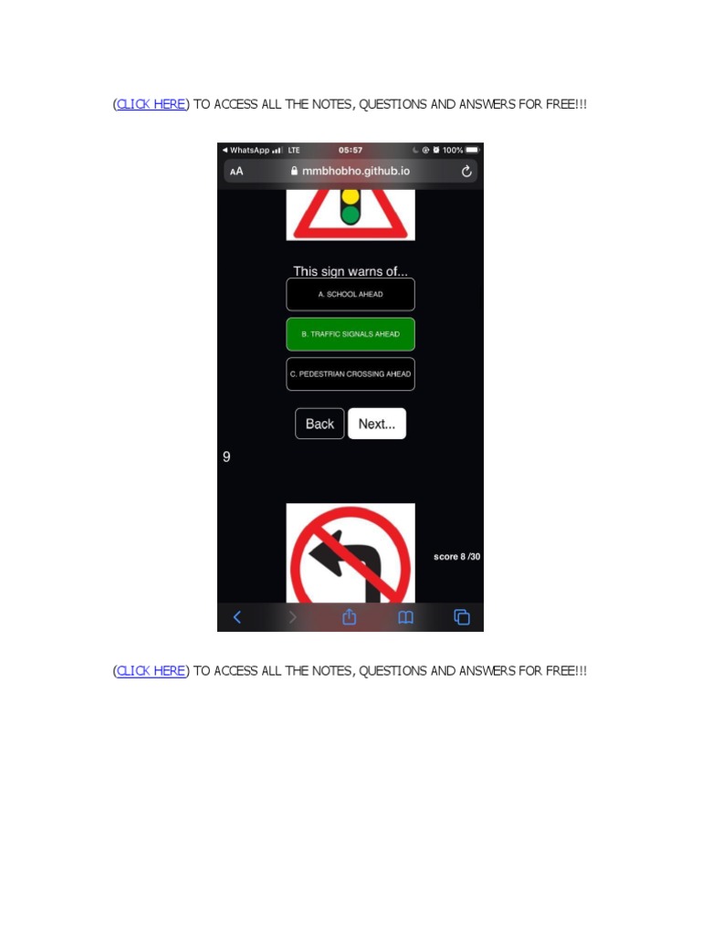 K53 Learners Test Questions PDF Guide | PDF | Traffic | Traffic Light