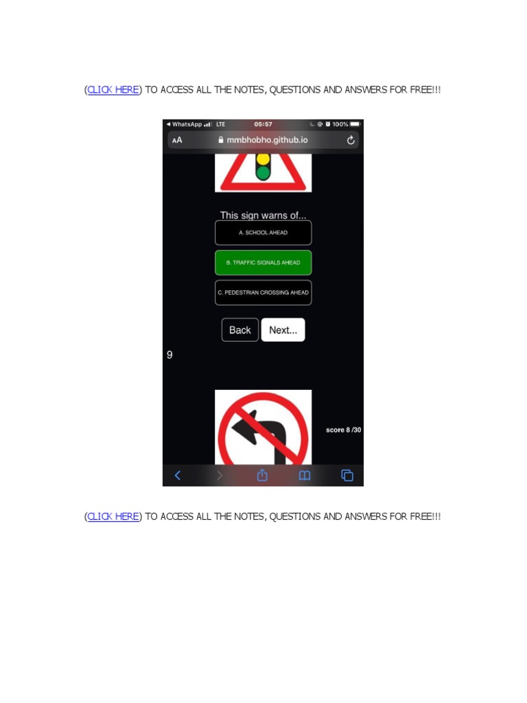 K53 Learners Test Questions & Answers | PDF | Traffic | Vehicles