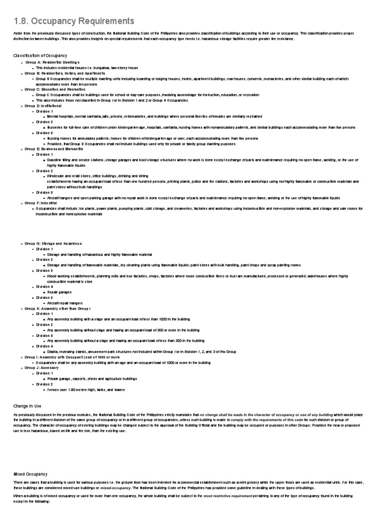 1.8. Occupancy Requirements | PDF